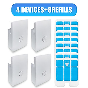 Blue Light Bug Catcher Indoor Plug in, Gnat Traps for House, Indoor Fly Trap for Fruit Moth, Mosquito, Flying Insect Catcher, 4 Device+8 Refills