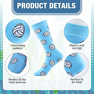 Therwen 10 Pairs Women's Volleyball Dental Teeth Music Basketball Golf Socks Novelty Pattern Socks (Volleyball Style)