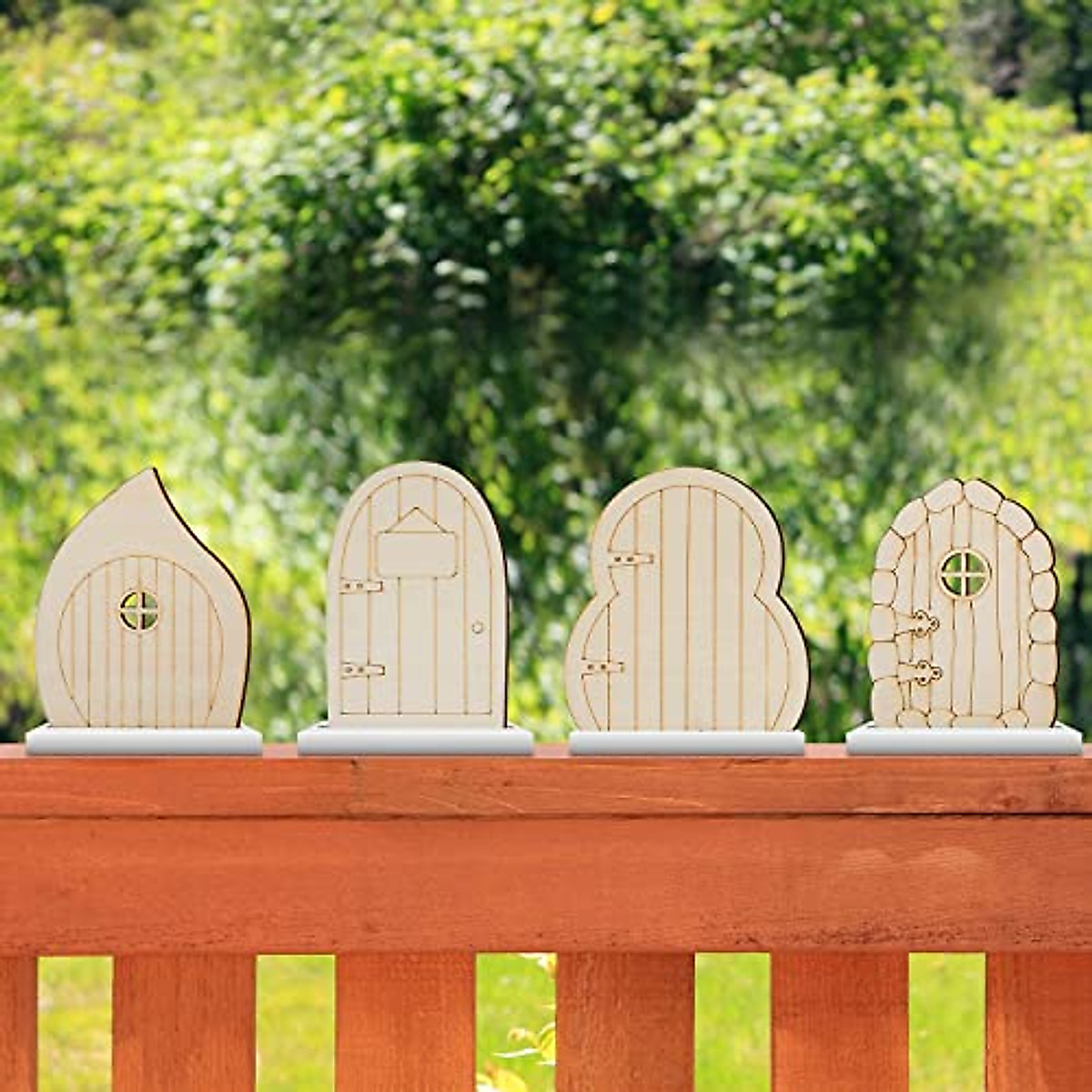 Yulejo 48 Pcs Fairy Door Wooden Garden Doors Craft Mini Window Fairy House DIY Kit Unfinished Miniature Door Unpainted Fairy Window Accessories for Wall Home Party Decoration (Antique Style)