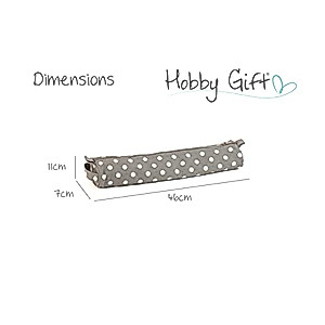 Hobby Gift Exclusive Knitting Pin Storage Case, Crochet Hook Case, Knitting Accessories, Pencil Case 12 x 41 x 7.5cm, Polka Dot Grey
