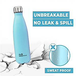 The Better Home 500 Stainless Steel Insulated Water Bottle 500ml | Thermos Flask 500ml | Hot and Cold Steel Water Bottle 500ml | Food Grade & BPA Free Insulated Water Bottles (Pack of 2)