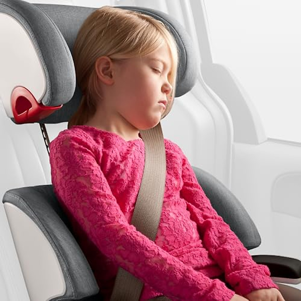 Clek Oobr High Back Booster Seat with Adjustable Headrest, Reclining Design, Latch System, and Retardant-Free Fabric, Snowberry