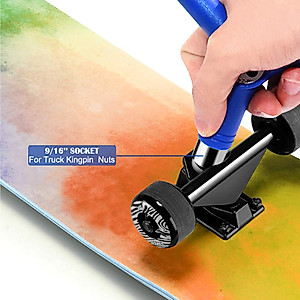 Sonku Blue All-in-One Skateboard Tool, Multifunctional Portable Skateboard T-Tool and Y-Tool Accessory with Screwdriver Wrench Storage in A Bag