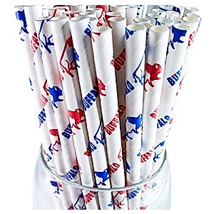 Roc Paper Straws Buffalo Sports Biodegradable Paper Straws 300 Count Unwrapped