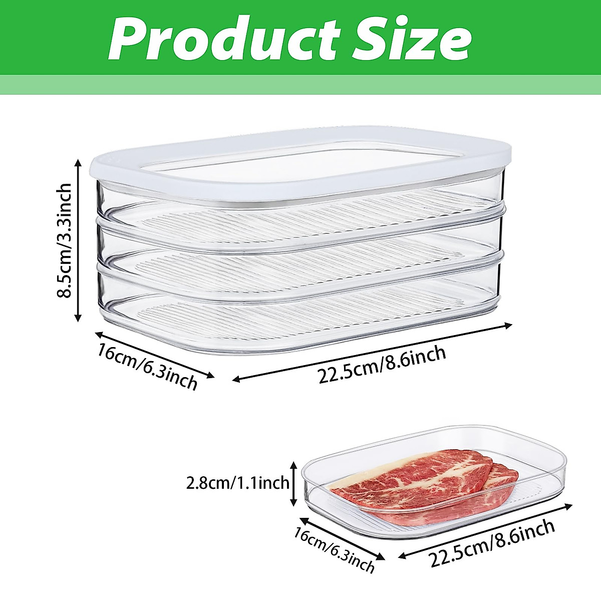 Niurewan Deli Meat Container for Fridge,Bacon Keeper With Lid for Refrigerator,Airtight Lunch Meat Stackable Storage Boxes for Cold Cuts,Salami,Deli,Lunch Meat,18.6oz