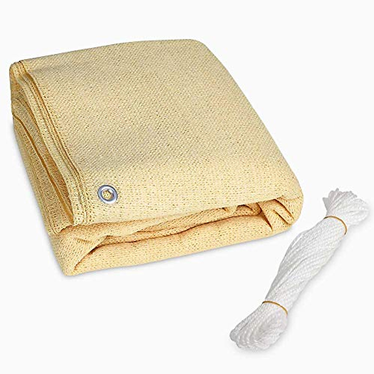 Bakaji 2832424 Wind Deflectors for Balcony Roof Rails in Hdpe Heavy Duty, UV Protection 90%, Eyelet Attachment, 12 m Rope Included, Off-White, 500 x 90 cm, Ecru