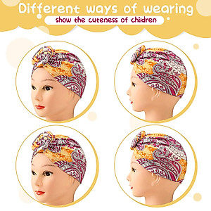 Geyoga 3 Pieces Kids Cancer Headwear African Knot Pre Tied Turban Soft Cotton Stretch Head Wrap for Boys Girls(Classic Pattern)