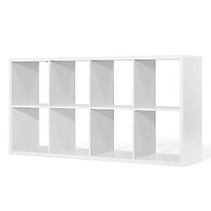 CAPHAUS Sturdy Room 13-Inch Cube Storage Organizer Shelf, with Extra Thick Exterior Edge, Open Storage Shelf Divider, Bookcase, 8-Cube, White