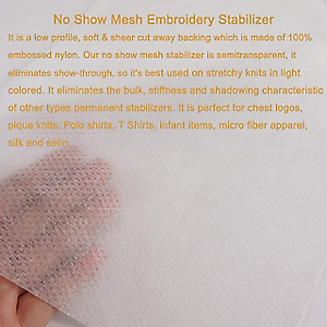 New brothread No Show Mesh Machine Embroidery Stabilizer Backing 12" x 50 Yd roll - Light Weight 1.8 oz - Cut into Variable Sizes for Machine Embroidery and Hand Sewing