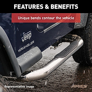 ARIES 202001-2 3-Inch Round Polished Stainless Steel Nerf Bars, No-Drill, Select Toyota Tacoma