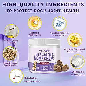 VVWVVW Glucosamine for Dogs 120 Chews, Joint Supplement for Dogs, Hip and Joint Supplement for Dogs, Dog Hip and Joint Chondroitin Chews Treats, Dog Joint Pain Relief Fit All Large Small Medium Breed