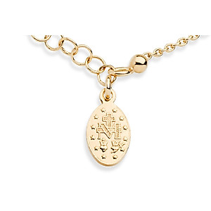 Miabella 18K Gold Over Sterling Silver Italian Rosary Cross Bead Charm Link Chain Bracelet for Women, Adjustable, 925 Made in Italy (Length 7 to 8 Inch)