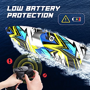 DEERC Brushless Remote Control Boat, 30+ mph Racing RC Boat, Full Proportional 2.4Ghz Speed Boat,Selfrighting Fast Boat with LED Light for Adults & Kids
