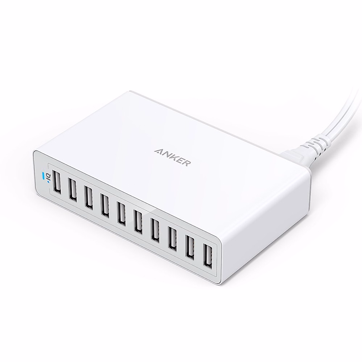 Anker 60W 10-Port USB Wall Charger, PowerPort 10 for iPhone Xs/XS Max/XR/X/8/7/6s/Plus, iPad Pro/Air 2/Mini, Galaxy S9/S8/S7/Plus/Edge, Note 8/7, LG, Nexus, HTC and More