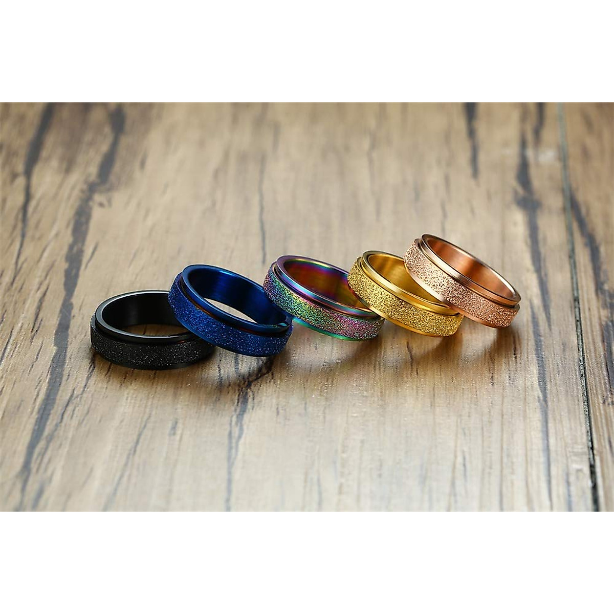 SSZYU Just Breathe Stainless Steel Sandblasted Glitter Finish Spinning Inspirational Ring Jewelry Gifts for Women Men Teen,Birthday Graduation Encouragement Gift,Size 12