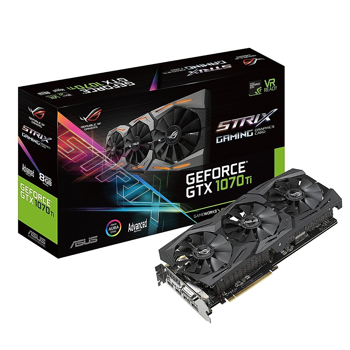 ASUS ROG Strix GeForce® GTX 1070 Ti 8GB GDDR5 Advanced Edition VR Ready DP HDMI DVI Gaming Graphics Card (ROG-STRIX-GTX1070TI-A8G-GAMING)
