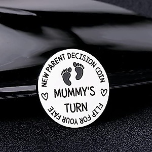 Funny New Mummy Daddy Decision Coin Gifts for Parent First Time Mom to Be Pregnancy New for Women Men Christmas Birthday Mothers Fathers Day Mom Dad Present Double Sided