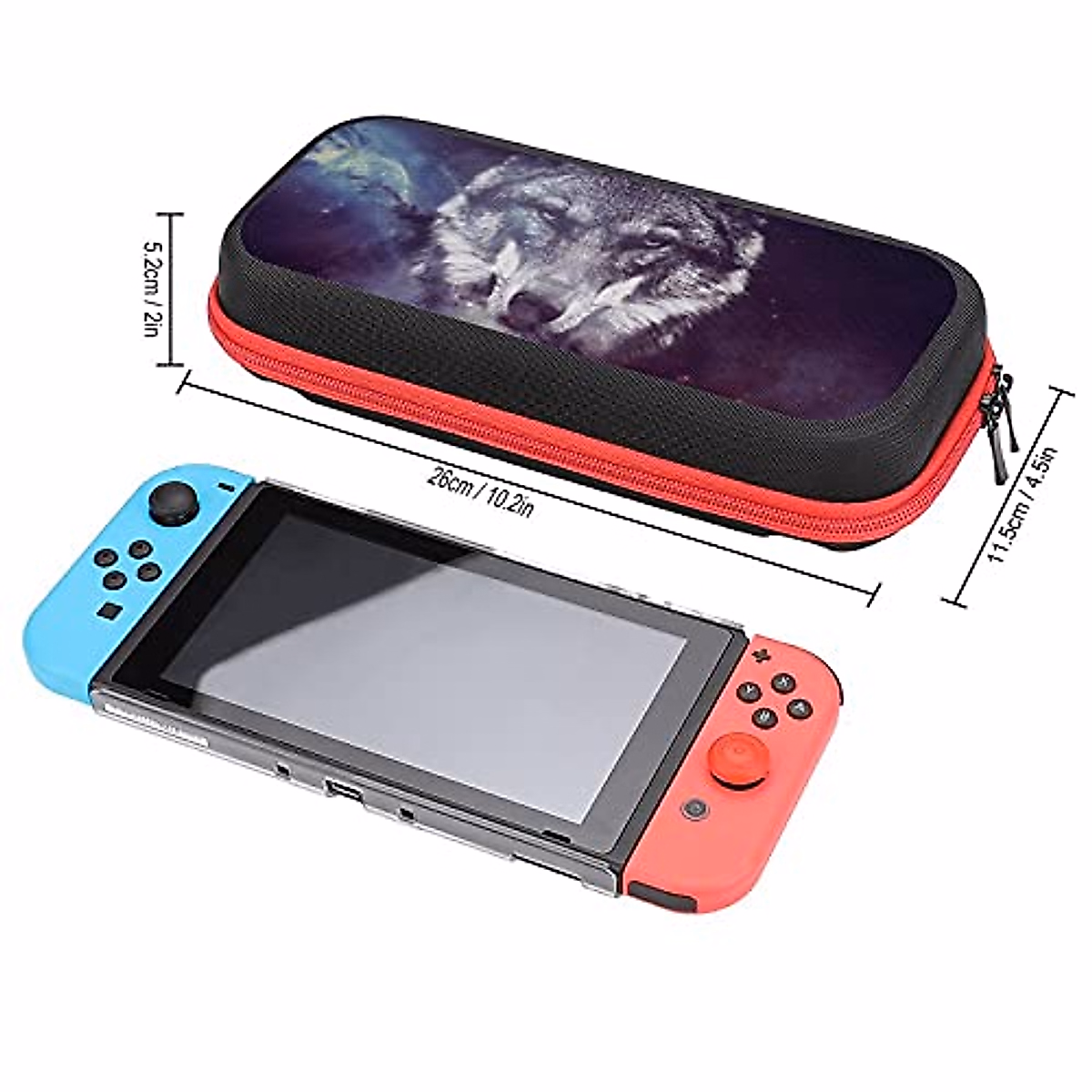 Galaxy Wolf Face Travel Carrying Case Tote Bag For Nintendo Switch Accessories Holds 20 Game Card Bag