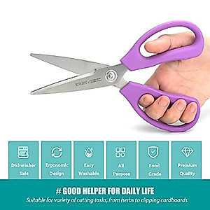KUNIFU Kitchen Scissors All Purpose Heavy Duty, Kitchen Shears Come Apart Dishwasher Safe, Ultra Sharp Stainless Steel Kitchen Gadgets, Cooking Cutter for Chicken, Meat, Poultry, Fish, Herbs, Grape