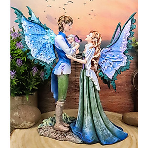 Ebros Amy Brown Family Love Fairy Mother Father and Baby Child Statue 9.5" Tall Fantasy Mythical Faery Garden Magic Collectible Figurine Fairies Pixies Nymphs Decor