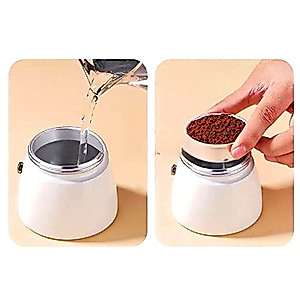 3 Cup and 6 Cup - Moka Cafetera Espresso Coffee Maker Pot (White, 6 Cup/300ml)