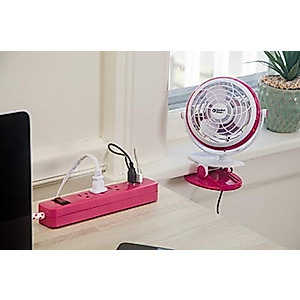 Comfort Zone CZBT4BL 4” USB or Battery Powered Dual Base Combo Clip-on or Desk Fan, Single Speed Setting, Adjustable Tilt, Lightweight, Blue