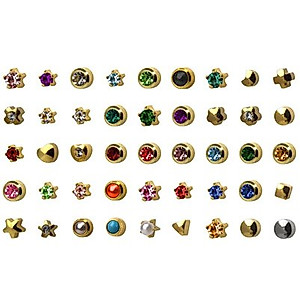 Studex 24K Plated Surgical Steel 3mm Regular Size Ear Piercing Earrings Studs in Prong Style Setting, 12 Pair Mixed Colors Yellow Metal