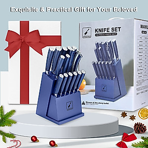 imarku 7 Inch Meat Cleaver & 16-Piece Kitchen Knife Set with Block
