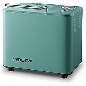 Neretva Bread Maker Machine , 20-in-1 2LB Automatic Breadmaker with Gluten Free Pizza Sourdough Setting, Digital, Programmable, 1 Hour Keep Warm, 2 Loaf Sizes, 3 Crust Colors - Receipe Booked Included (Green)