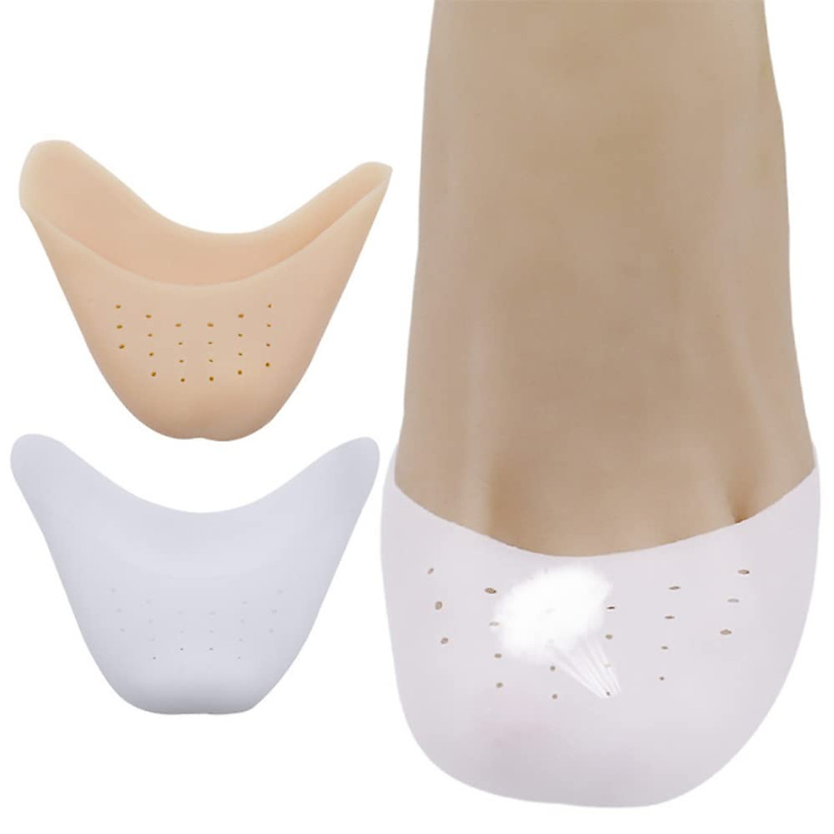2 Pairs Toe Cap Tip Protector Ballet Pointe Pads Silicone Gel Toe Protectors with Breathable Hole for Shoes Covers Toe Caps Metatarsal Pads Cushion