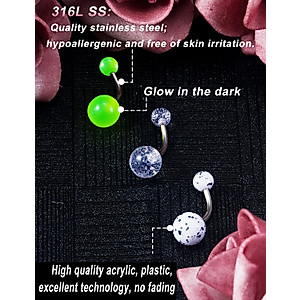 Boernfnso Belly button Rings 14g Plastic Belly Button Rings 35PCS Surgical Steel Belly Button Piercing Kit Cute Belly Button Rings Snake Belly Button Rings Banana Piercing Curved Barbell Jewelry 10mm