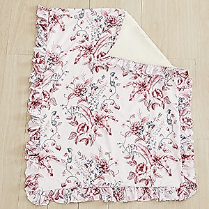 Brandream Girls Nursery Bedding Pink Floral Crib Bedding Set 3 Piece Farmhouse Baby Blanket Set, 3 Piece