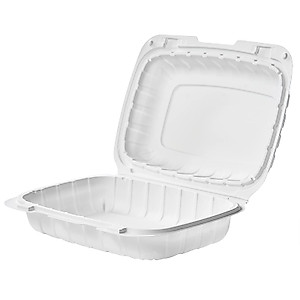 CIAO! 9"x6"x3" MFPP White Hinged Container With Lid 1 Compartment (Case of 200)