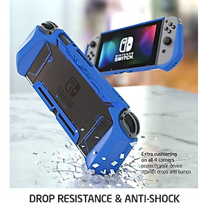 Mumba Dockable Case for Nintendo Switch, [Blade Series] TPU Grip Protective Cover Case Compatible with Nintendo Switch Console and Joy-Con Controller (Navy)