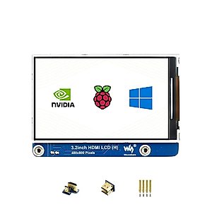 3.2inch HDMI IPS LCD Display (H) Fits Raspberry Pi/Jetson Nano/PC, 480×800, No Touch Screen, Adjustable Brightness