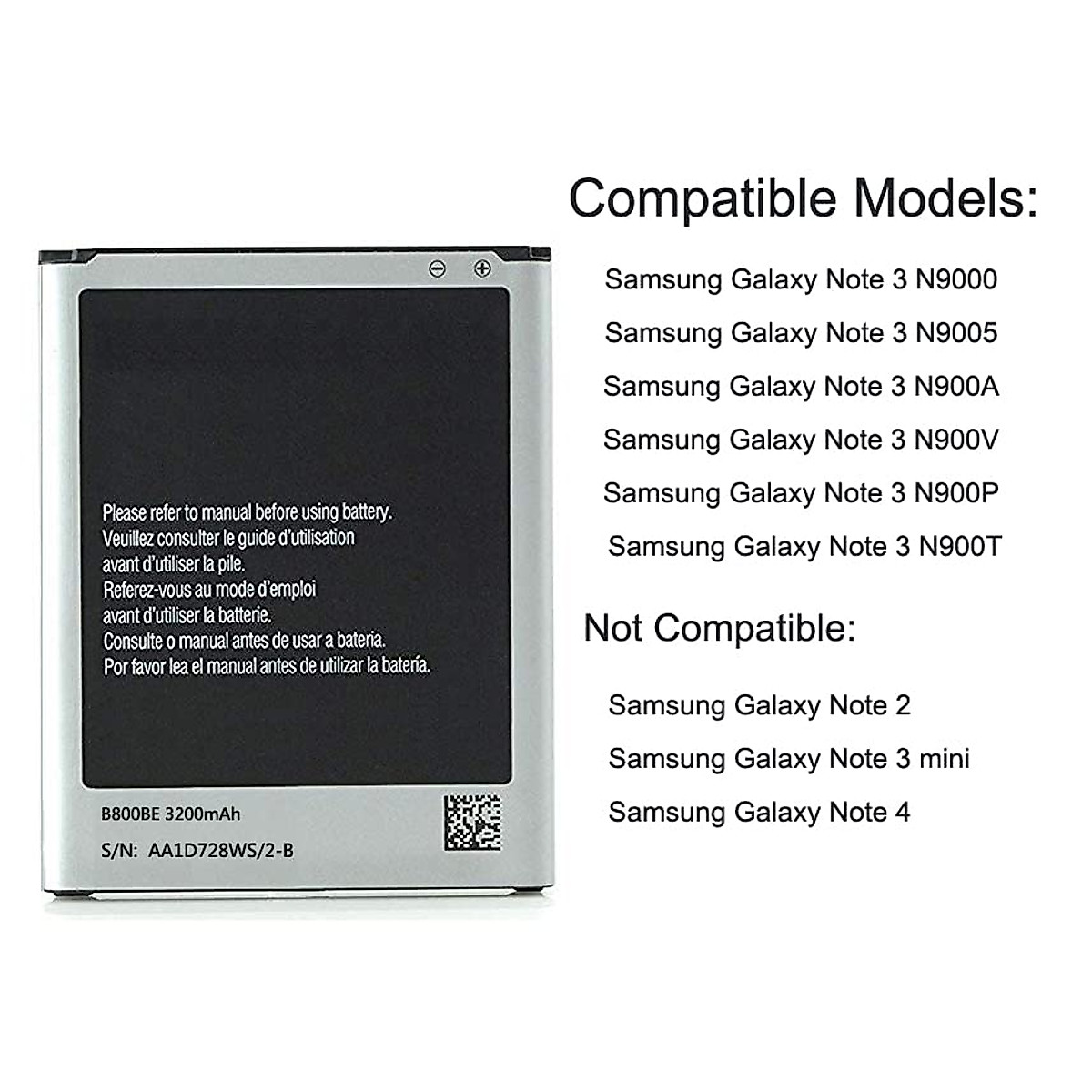 Cleantt Galaxy Note 3 Battery, 3200mAh Li-Ion Replacement Battery for Samsung Galaxy Note 3 N9000 N9005 N900A N900V N900P N900T