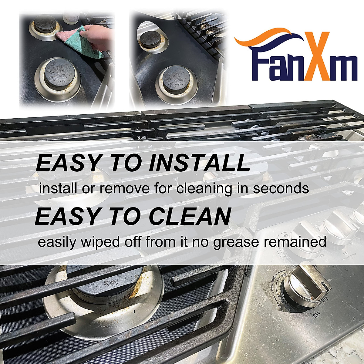 FanXm GE 36 inch Gas Range Protectors - Non Stick Stove Protector for Gas Range - JGP5036,PGP7036,PGP9036,CGP5036,CGP7036