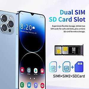 BLACKCYBER i14Ultra Max Unlocked 5G Cellphone Android Smartphone Phone, 8GB RAM, 512GB ROM 1TB Expandable, 6.8 "FHD 120Hz Screen 6000mAh Battery, Dual Sim Card, 48+13MP Camera Dual Sim Card (Purple)