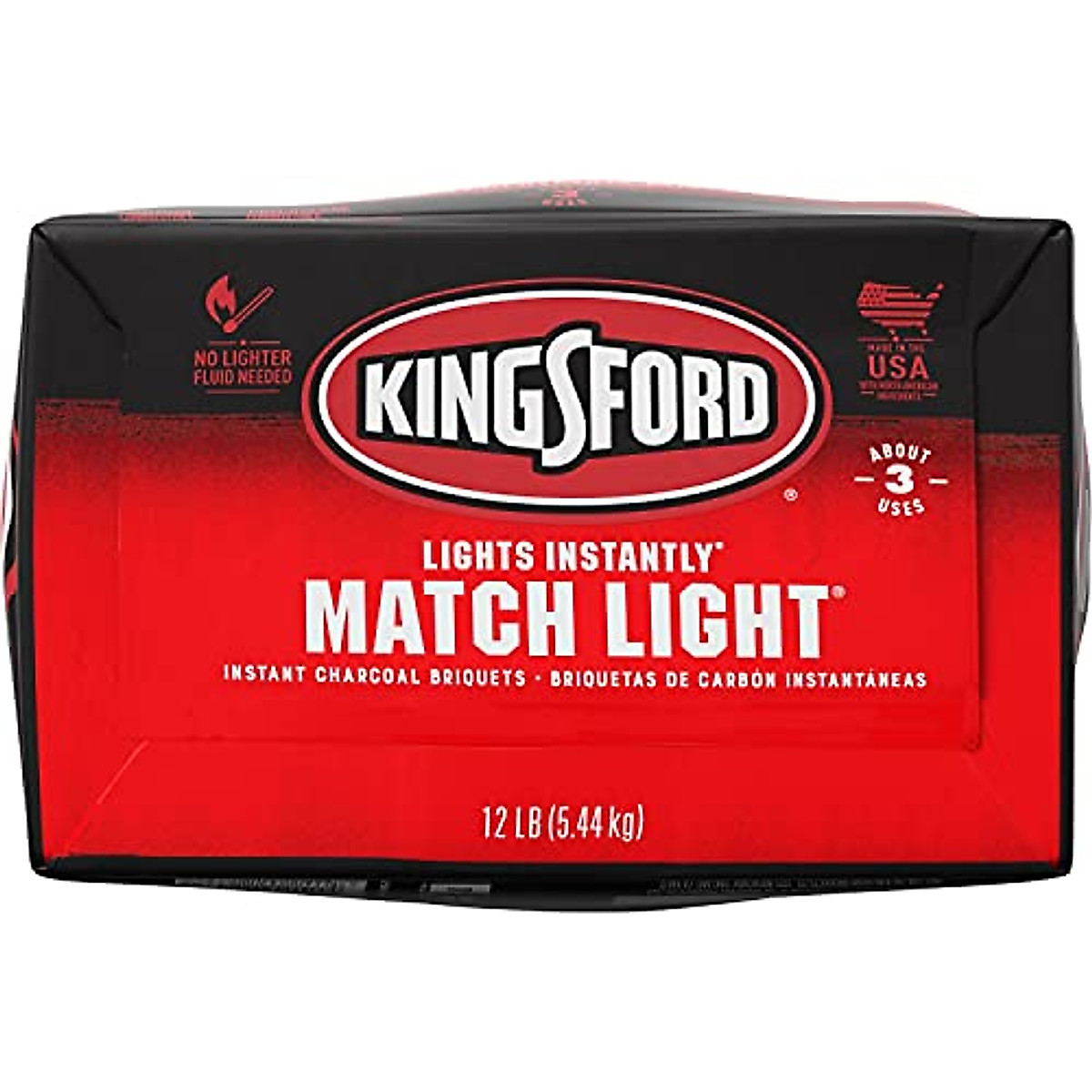 Kingsford Match Light Instant Charcoal Briquettes, BBQ Charcoal for Grilling, Ready in 10 Minutes, No Lighter Fluid or Starter Needed, 12 lbs