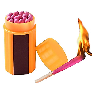 Windproof Waterproof Matches, 100 Pieces/Barrel Outdoor Stormproof Match Kit with Case, Portable Survival Matches, Emer-gency Fire Starter Matches Survival Tool for Outdoor Camping Hiking Fishing