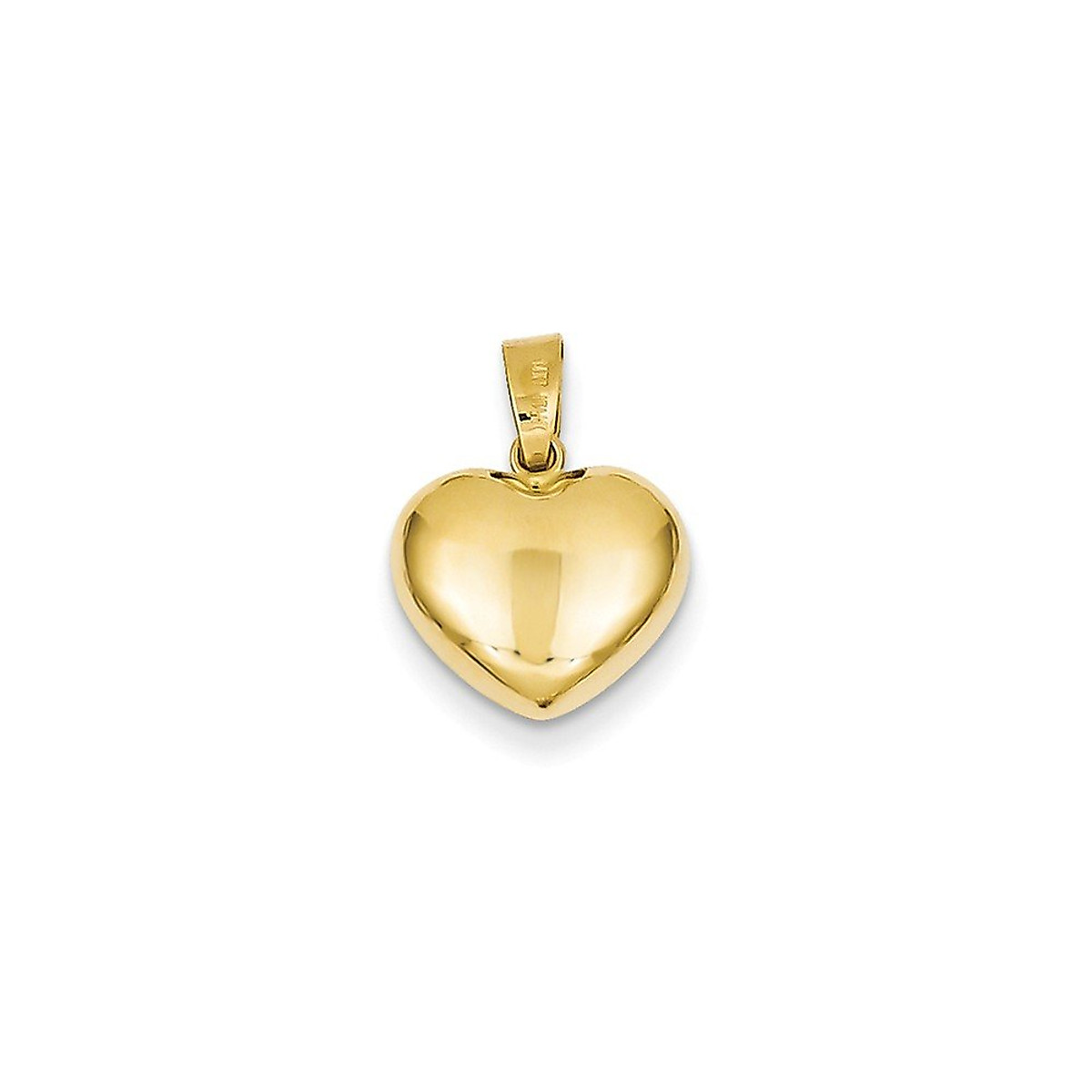Solid 14k Yellow Gold Puffed Love Plain Heart Charm Pendant Pendant (16mm x 12mm)