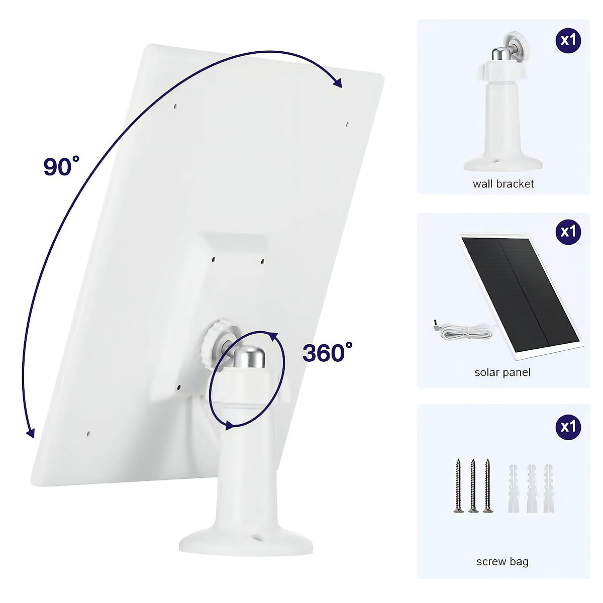 Ring Camera Solar Panel, Compatible with Ring Stick Up Cam Battery, Ring Spotlight Cam Battery, Not for Spotlight Plus/Pro, Waterproof, 6W Fast Charging, DC3.5mm Plug (3Pack)