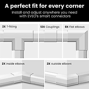 EVEO Cord Hider - 306” Cord Cover Wall Cable Hider, Cable Concealer, Wire Hiders for TV on Wall. Cable Management, Cord Hider Wall Cable Raceway Wire Covers for Cords -18X (L17 W0.95 H0.5) - White