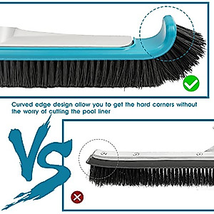 POOLWHALE Premium17.5 Swimming Floor & Wall Pool Brush, Aluminum Back Cleaning Brush Head Designed for Cleans Walls, Tiles & Floors, Nylon Bristles Pool Brush Head with EZ Clips