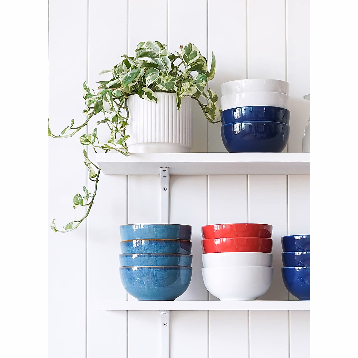 LE TAUCI Cereal Bowls 6 Inch, Ceramic Bowl Set for Soup, Dessert, Fruits, Salad, Noodle, Ramen, 22 Ounce Bowls for Kitchen, Set of 4, Ceylon blue