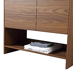 Bathroom Vanity with Integrated Ceramic Sink - Bathroom Vanity with Sink & Modern Knob Design - Bathroom Vanities with Sturdy Marble Top & Soft Closing Doors (36 Inch) Walnut