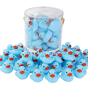 36 Pieces Classic Rubber Duck Bath Toys - No Holes BPA Free Floating Duckies for Boys Baby Shower, Party Favors, Kids Gifts (Blue)