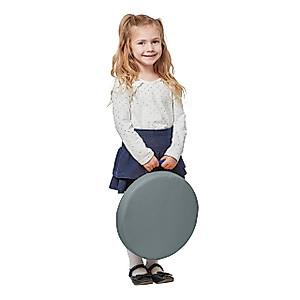 ECR4Kids SoftZone Floor Cushions with Handles, 2" Deluxe Foam, Round, Grey, (6-Pack)