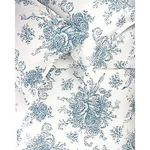 Melange Home, Light Blue Mélange Home Toile 400 Thread Count Cotton, Full/Queen Duvet Set