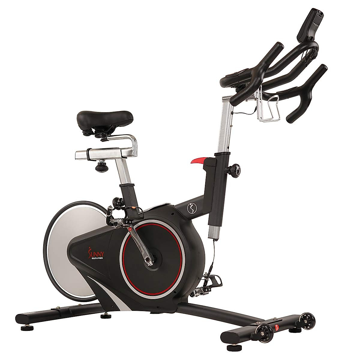 Sunny Health & Fitness Magnetic Rear Belt Drive Indoor Cycling Exercise Bike with RPM Cadence Sensor - SF-B1709, Black